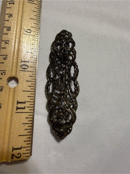 Jewelry | Antiquestyle Filigree Metal Bar Brooch In Dark Brass Tone ...